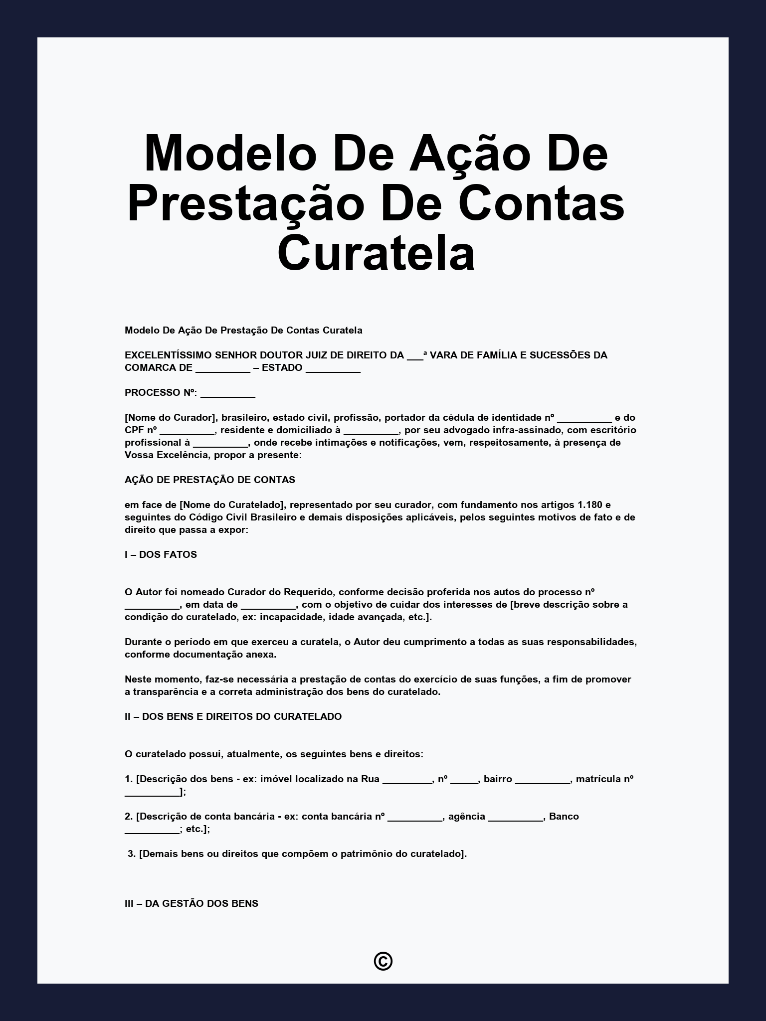Modelo De Ação De Prestação De Contas Curatela